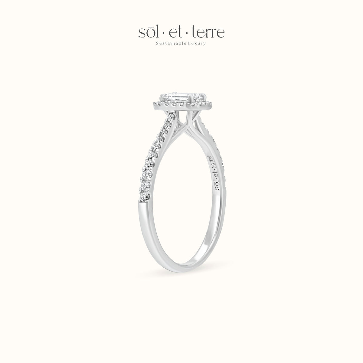 Emerald Engagement Ring with Halo | Sol et Terre