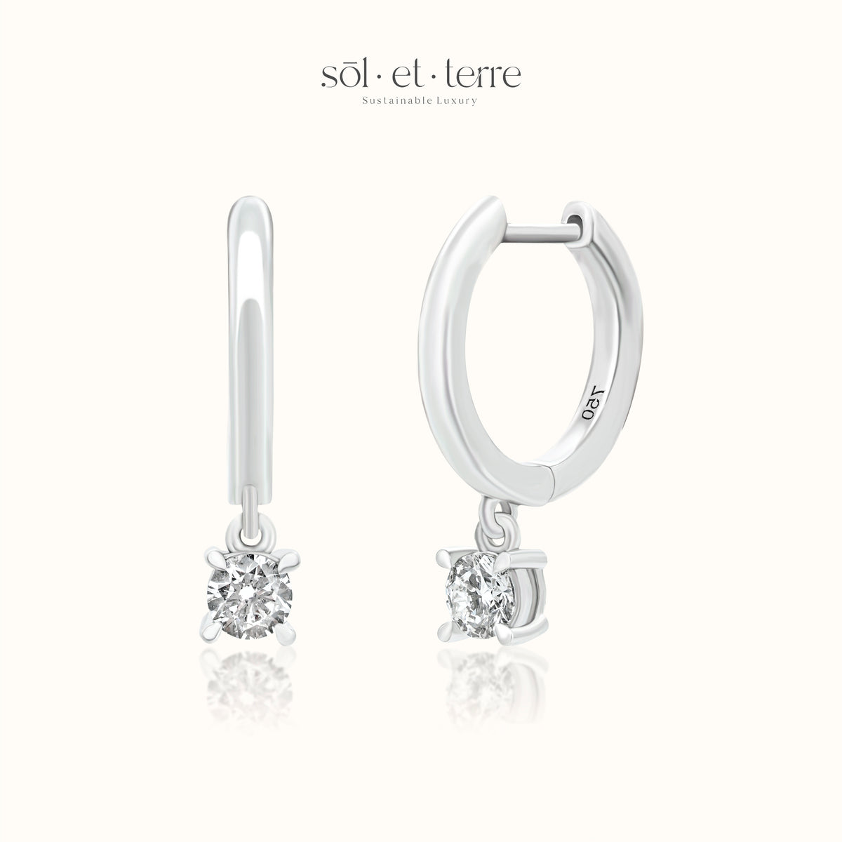 Hoop Diamond With Dangling Diamond | Sol et Terre
