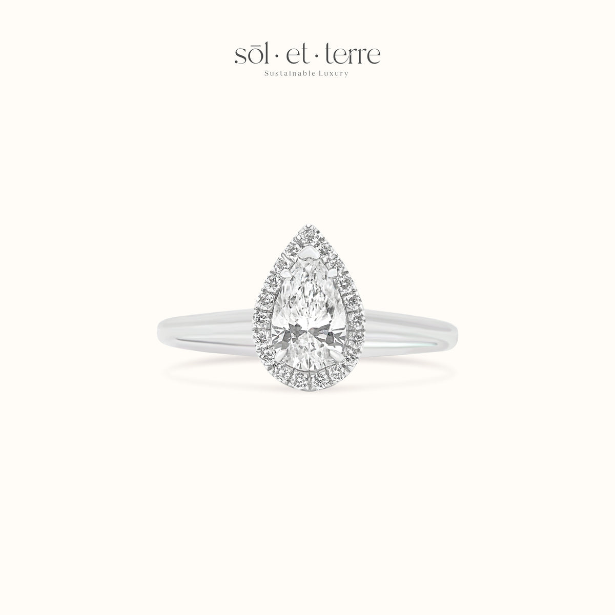 Pear Diamond Ring with Halo | Sol et Terre